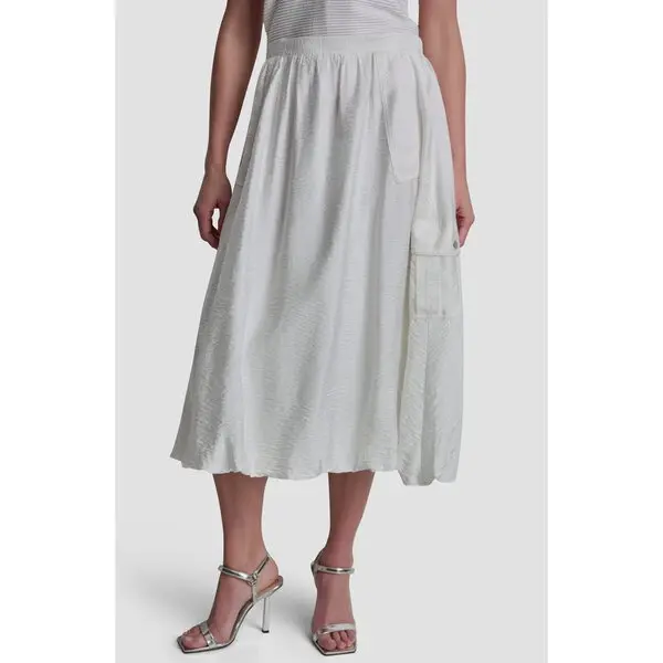 Dkny Bubble Cargo Pull On Midi Skirt - Ivory