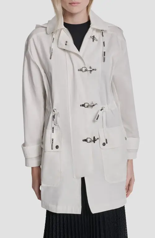 Dkny Fire Clasp Hooded Jacket - Ivory