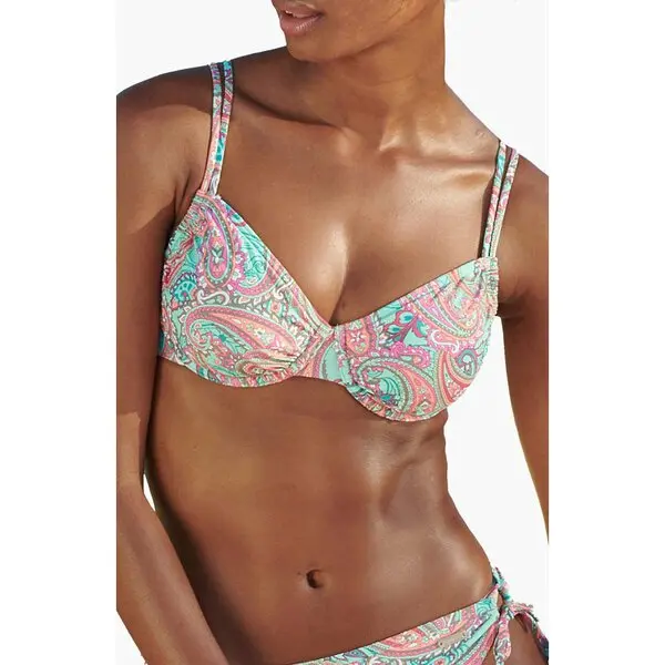 LASCANA Paisley Print Underwire Bikini Top - Mint Printed