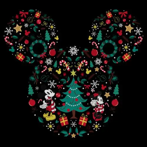 MICKEY & FRIENDS Christmas Wonderland Icon Collage Graphic T-shirt - Black