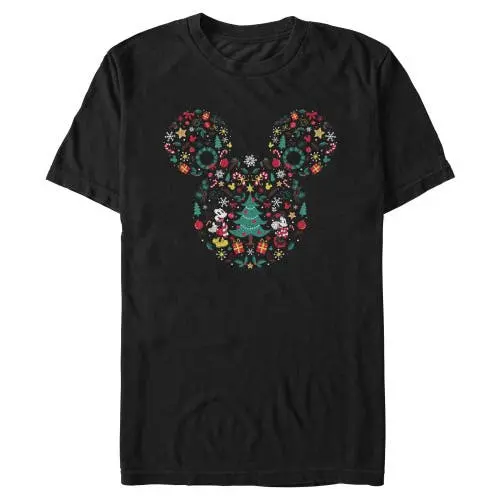 MICKEY & FRIENDS Christmas Wonderland Icon Collage T Shirt - Black