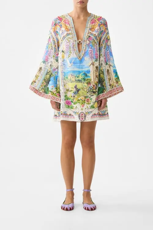 Camilla Deep V Neck Hardware Short Kaftan - Navàs Nouveau