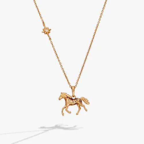 ALEX AND ANI Horse Pendant Necklace - Gold