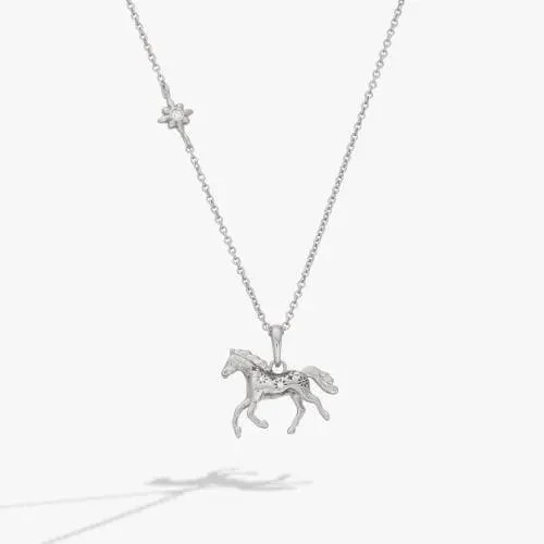 ALEX AND ANI Horse Pendant Necklace - Silver