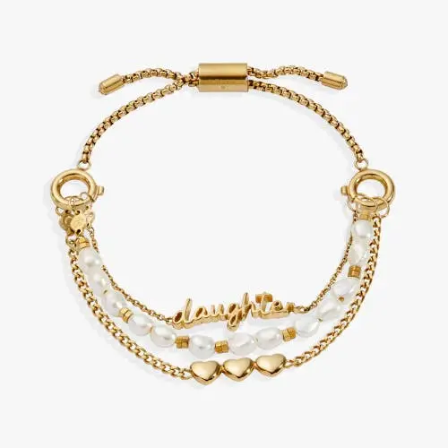 ALEX AND ANI Daughter 'home Is Where The Heart Is' Stranded Bracelet - White