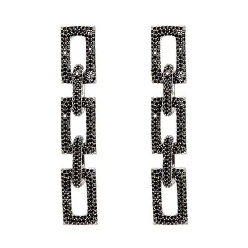 NICKHO REY Flat Block Earrings - Black/white Rhodium