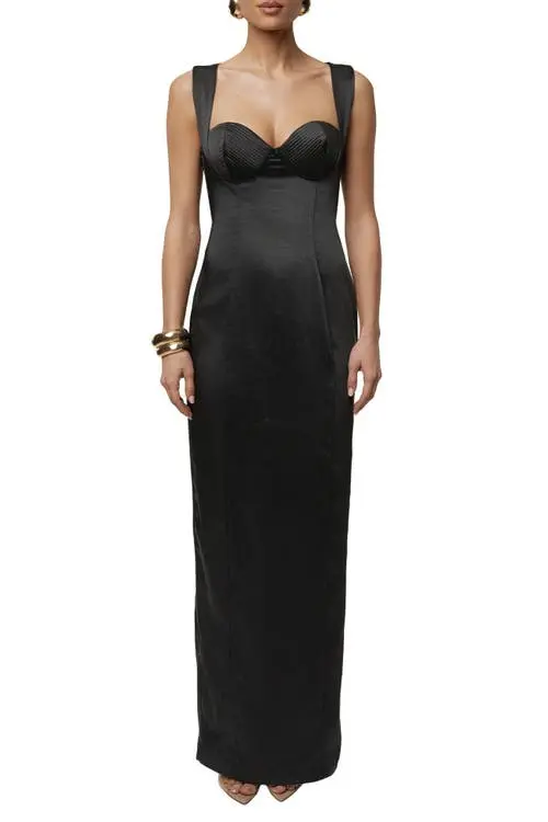JLUXLABEL Amour Satin Maxi Dress - Black