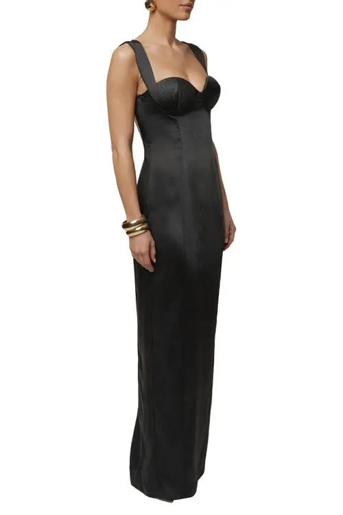 JLUXLABEL Amour Satin Maxi Dress - Black