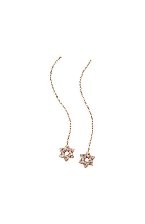 ALEX AND ANI Delicate Pave Star Of David Threader Earrings - Gold