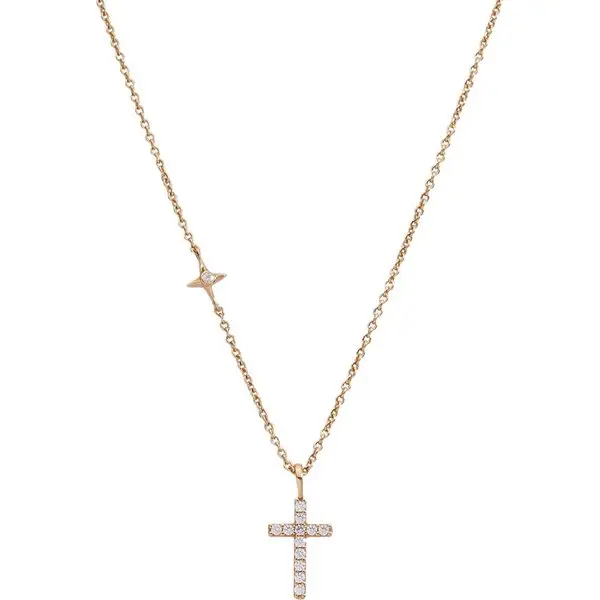 ALEX AND ANI Delicate Pave Cross Pendant Necklace - Gold