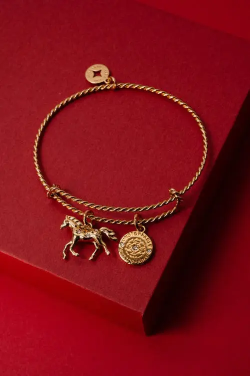 ALEX AND ANI Horse Rope Textured Charm Bangle Bracelet