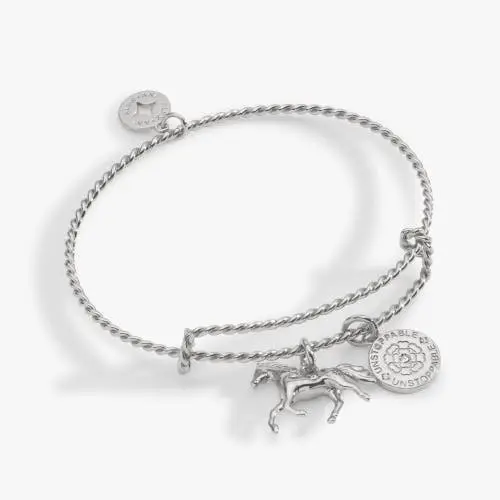 ALEX AND ANI Horse Rope Textured Charm Bangle Bracelet - Silver