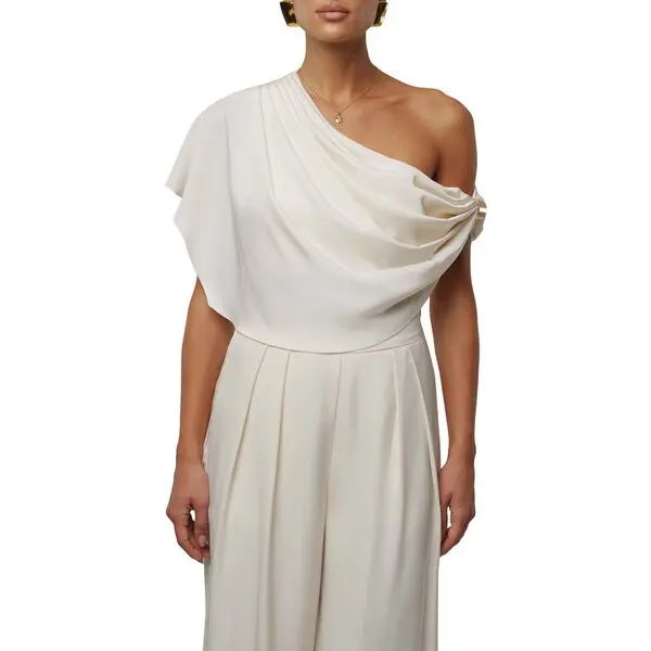 JLUXLABEL Draped One-shoulder Top With Cuff Detail - Buttercream
