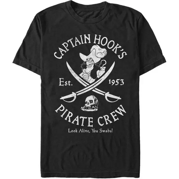 PETER PAN Captain Hook's Pirate Crew Short Sleeve Graphic T-shirt - Black