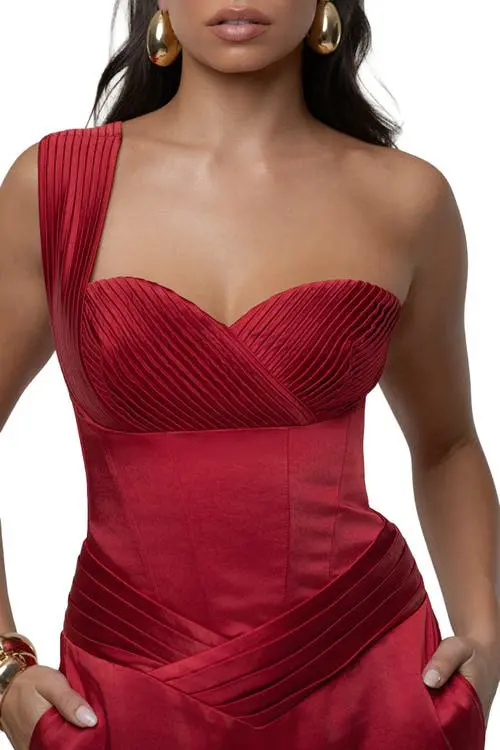 JLUXLABEL Love Song Satin Top - Red