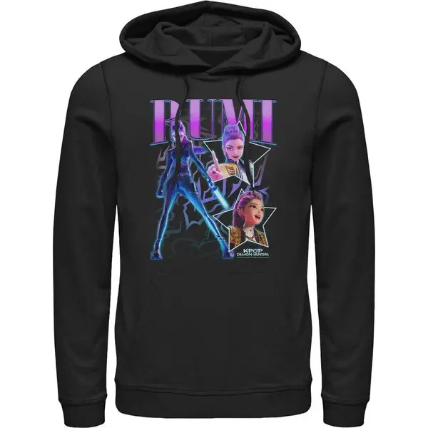 KPOP DEMON HUNTERS Rumi Super Star Logo Pull Over Hoodie - Black