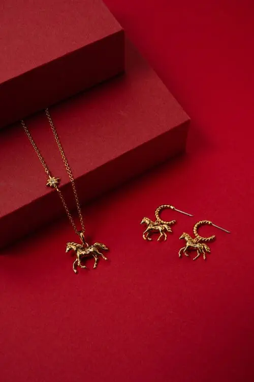 ALEX AND ANI Horse Huggie Hoop Earrings - Gold