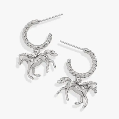 ALEX AND ANI Horse Huggie Hoop Earrings - Silver
