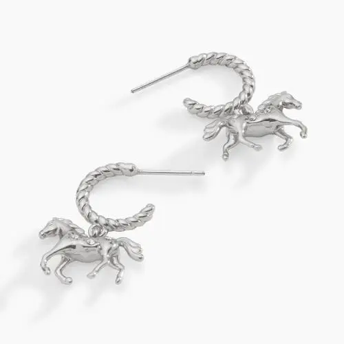 ALEX AND ANI Horse Huggie Hoop Earrings