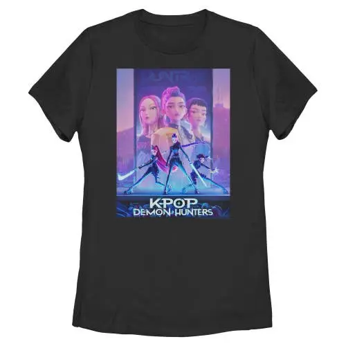 KPOP DEMON HUNTERS Trio Poster Graphic T-shirt - Black
