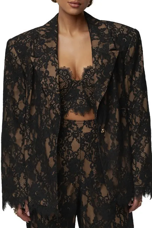 JLUXLABEL Lace And Desire Blazer - Black