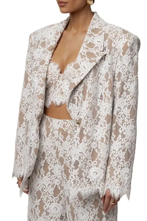 JLUXLABEL Lace And Desire Blazer - White