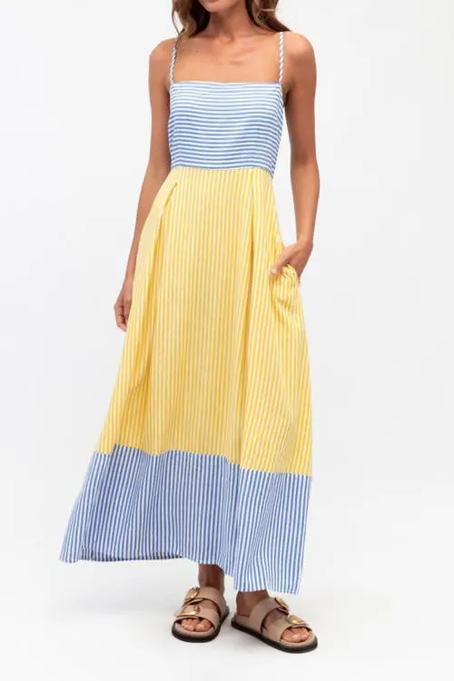LABEL OF LOVE Isabel Striped Dress - Yellow