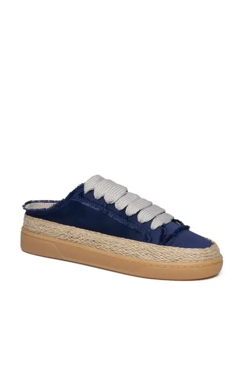 J/SLIDES NYC Henlen Satin Mule Sneaker - Navy