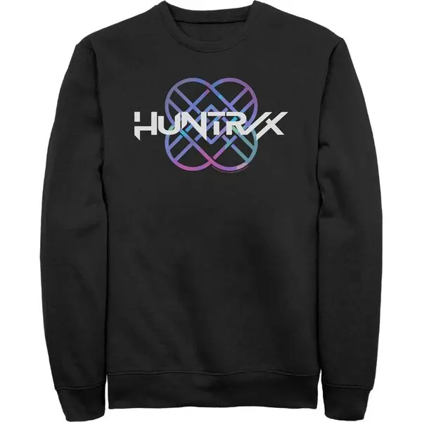 KPOP DEMON HUNTERS Huntrix Holographic Logo Long Sleeve Crewneck Sweatshirt - Black