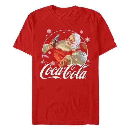 COCA COLA Santa Snow Cola Graphic T-shirt - Red