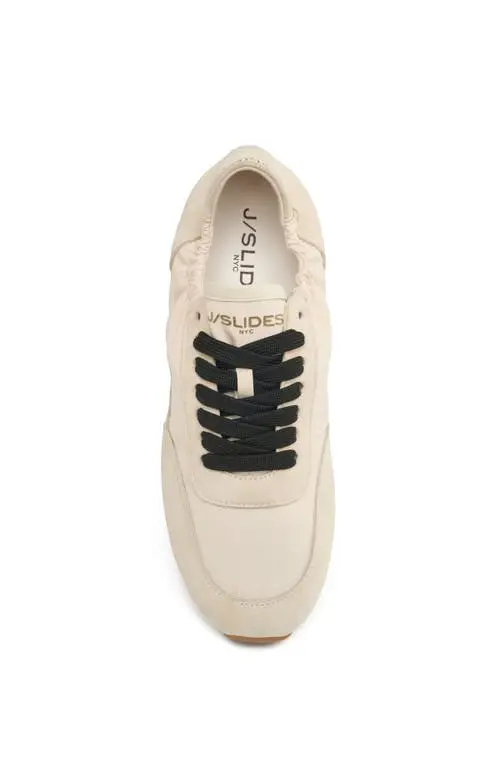 J/SLIDES NYC Prisha Suede And Nylon Lace-up Sneakers - White