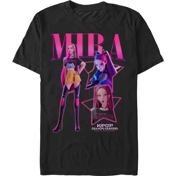 KPOP DEMON HUNTERS Mira Super Star Logo T Shirt - Black