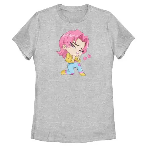 KPOP DEMON HUNTERS Chibi Romance Heart Graphic T-shirt - Athletic Heather