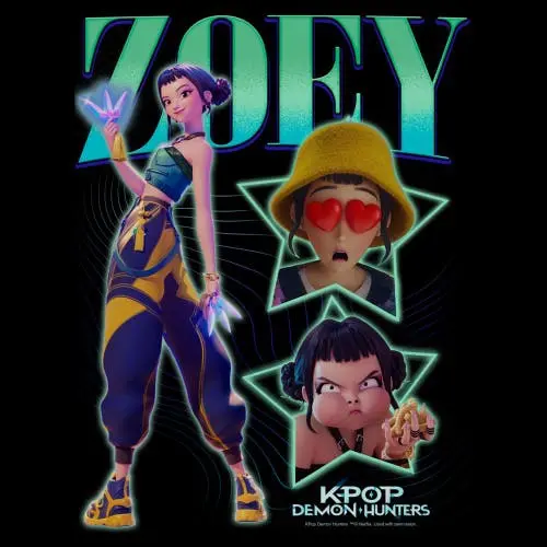 KPOP DEMON HUNTERS Zoey Super Star Logo Short Sleeve Graphic T-shirt