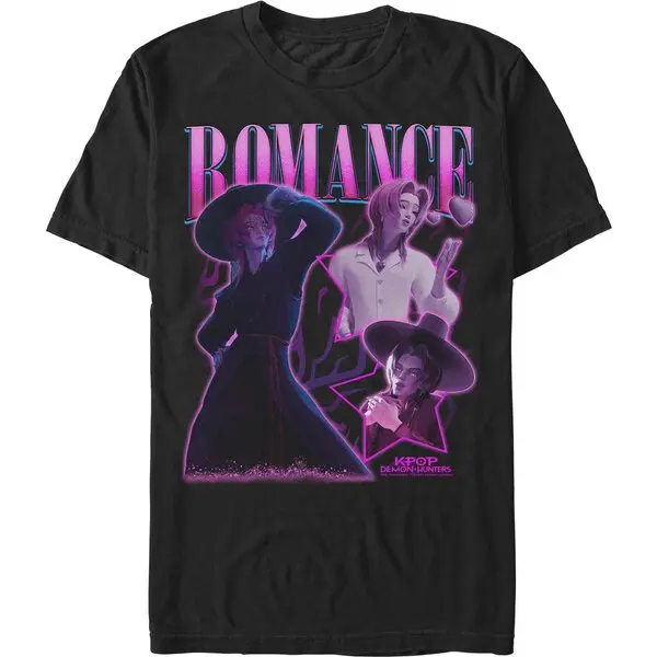 KPOP DEMON HUNTERS Romance Saja Collage Graphic T-shirt - Black