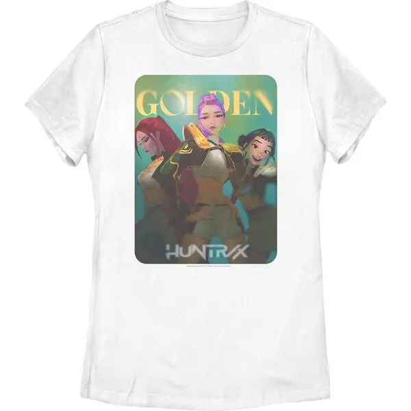 KPOP DEMON HUNTERS Huntrix Golden Photocard Graphic T-shirt - White