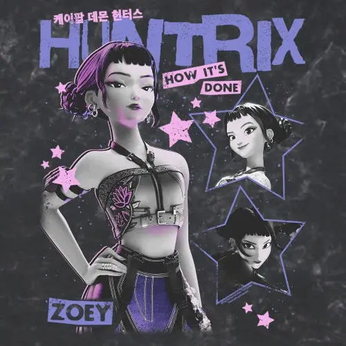 KPOP DEMON HUNTERS Pop Star Huntrix Zoey Short Sleeve Graphic T-shirt