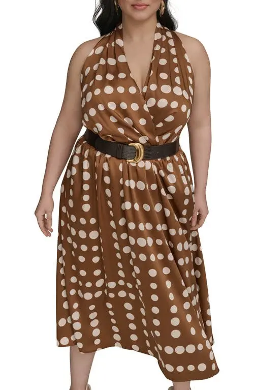 Donna Karan New York Dot Print Halter Midi Dress