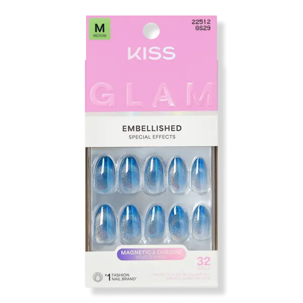 Kiss Glam Embellished Medium Almond Press On Nails - Glow Forever