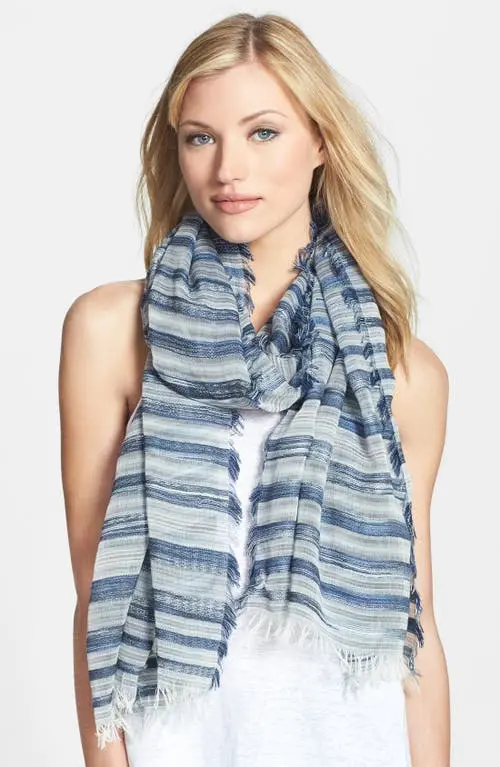 Eileen Fisher Stripe Scarf - Denim