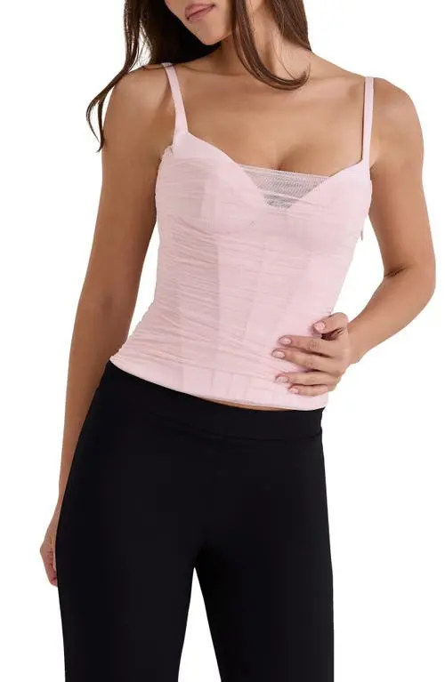 House Of Cb Lini Mesh Corset Top - Blush Pink