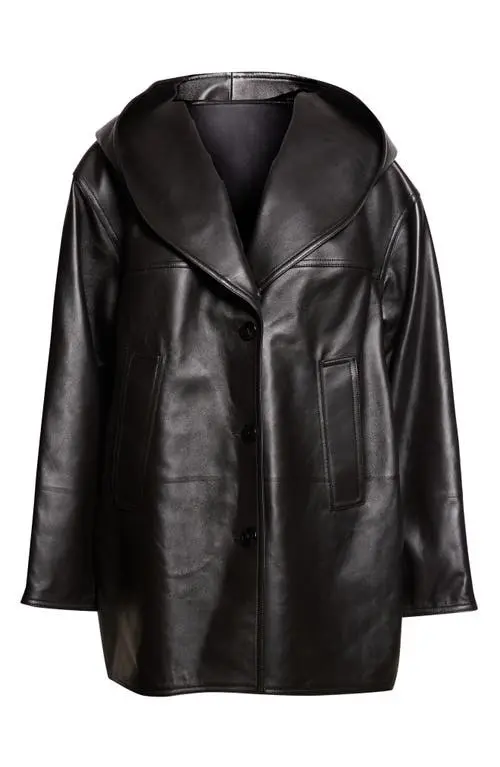 Alaïa Hooded Leather Coat