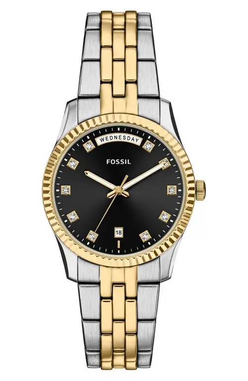 Fossil Scarlette Crystal Marker Bracelet Watch - Black/two Tone