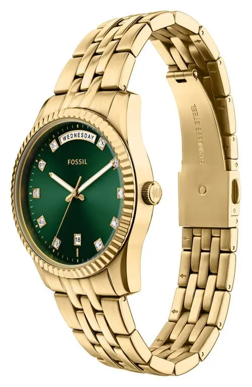 Fossil Scarlette Crystal Marker Bracelet Watch - Gold