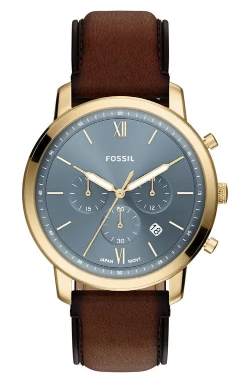 Fossil Neutra Blue Chronograph Leather Strap Watch