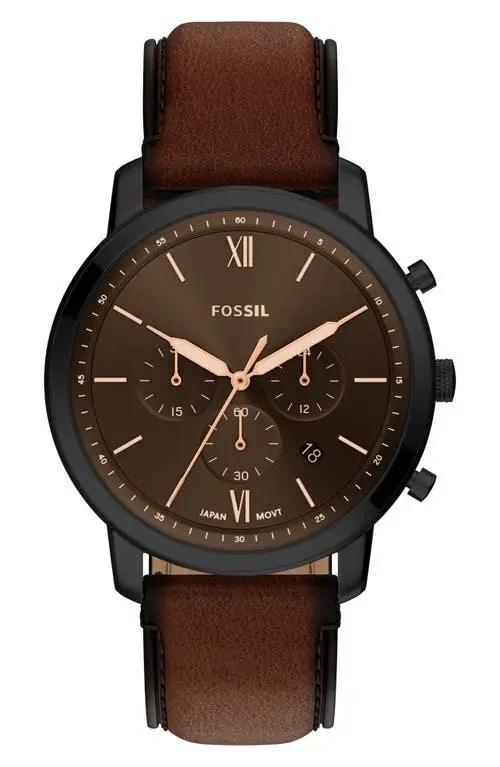 Fossil Neutra Chronograph Leather Strap Watch - Brown