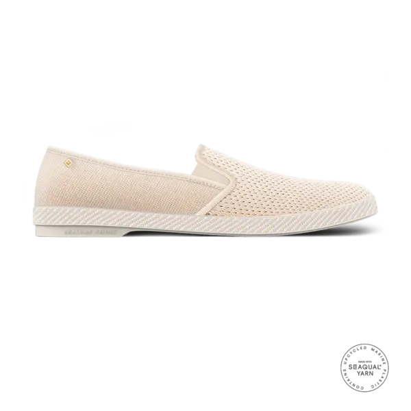 Rivieras Classic Canvas & Mesh Slip-on Loafer - Cream