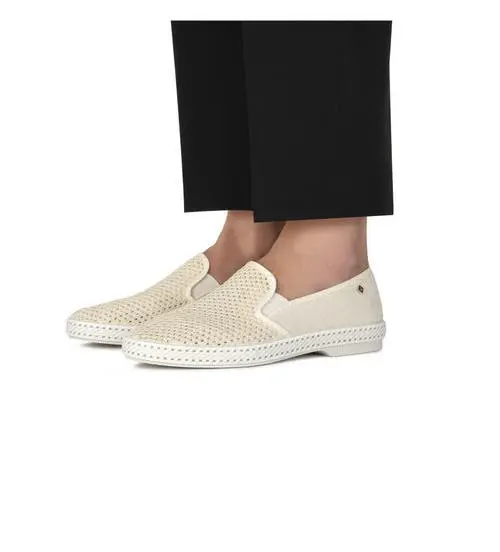 Rivieras Classic Canvas And Mesh Loafers - Cream