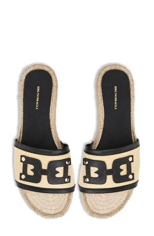 Bruno Magli Sabina Slide Sandal - Natural Raffia/black