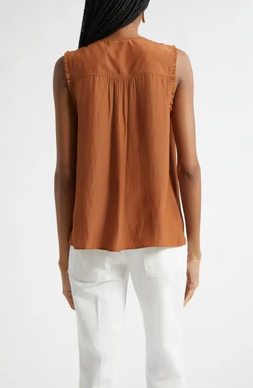 Ramy Brook Adaline Embroidered Sleeveless Top - Coffee